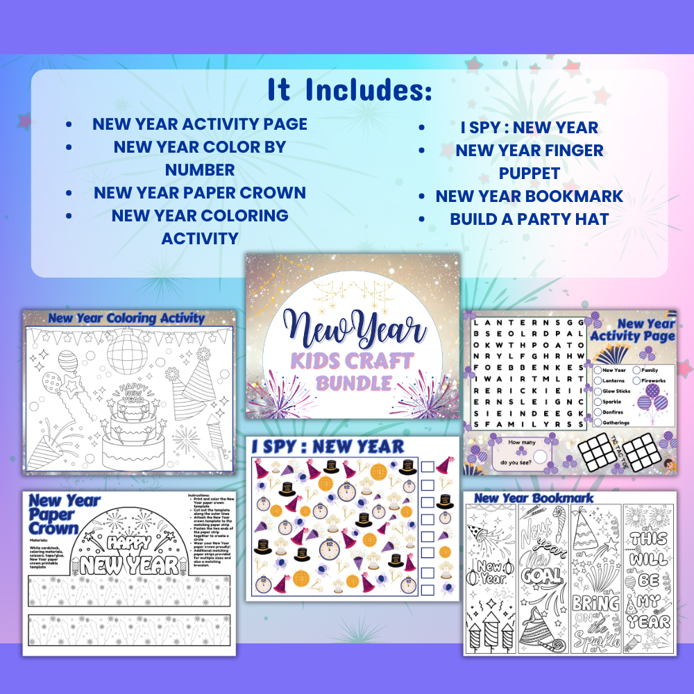 New Year Kids Craft Bundle, Print-and-Go Crafts for Classroom ...