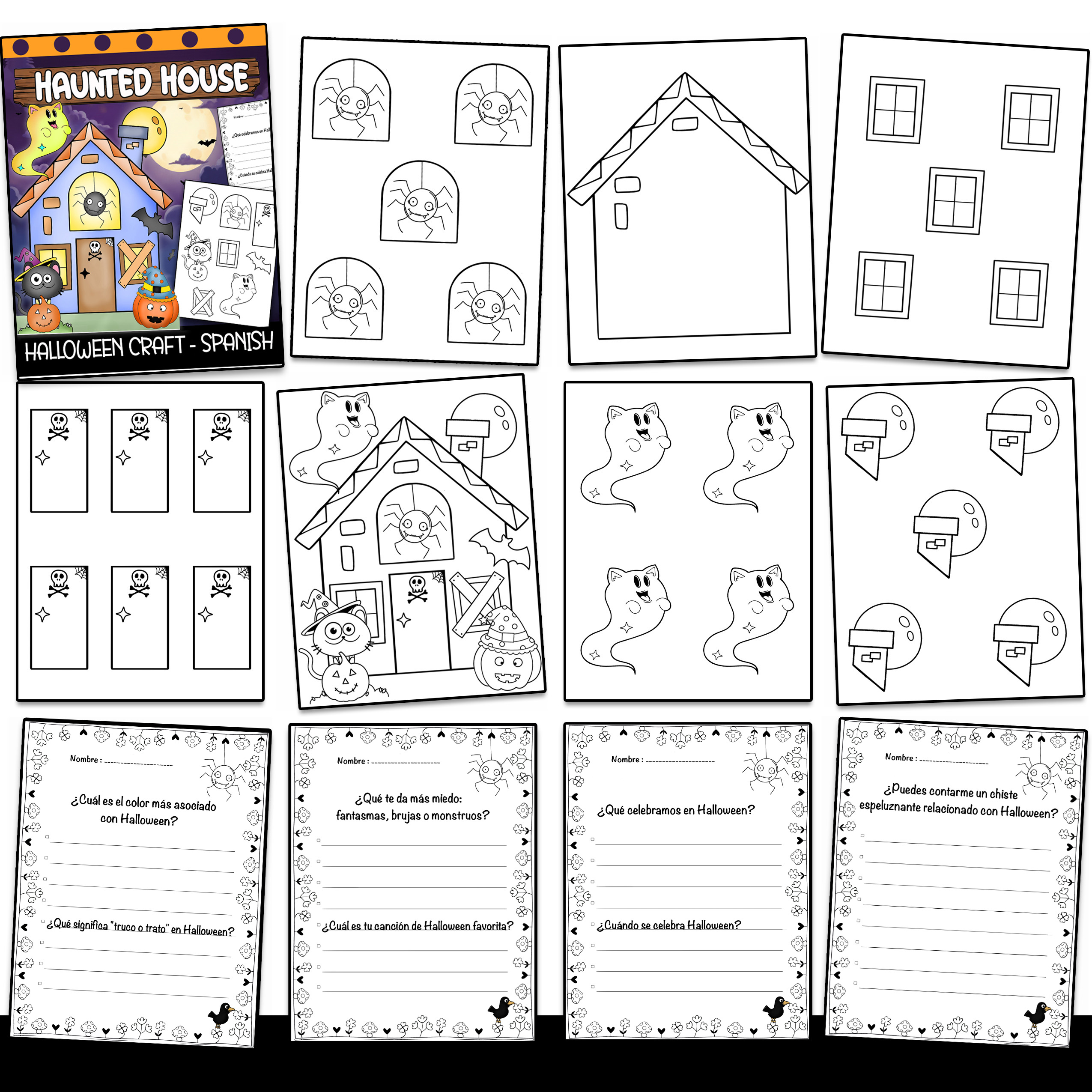 Spanish Halloween Craft Build a Haunted House: October Display Board ...
