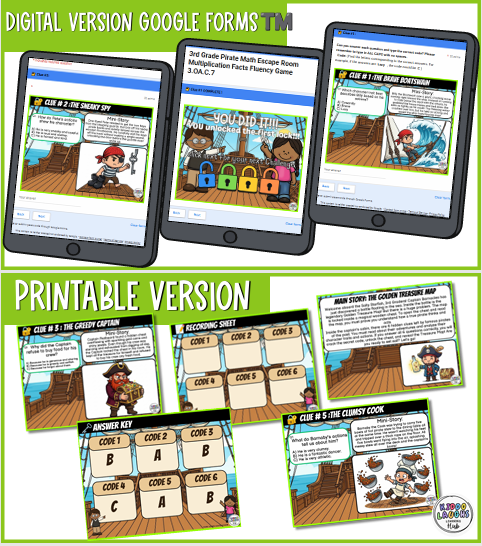 Year 4 & Grade 3 Reading Escape Room Pirate Character Traits Activity ...