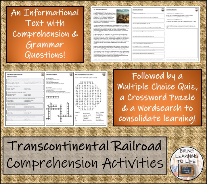 Transcontinental Railroad Reading Comprehension Activities | Year 5 or ...