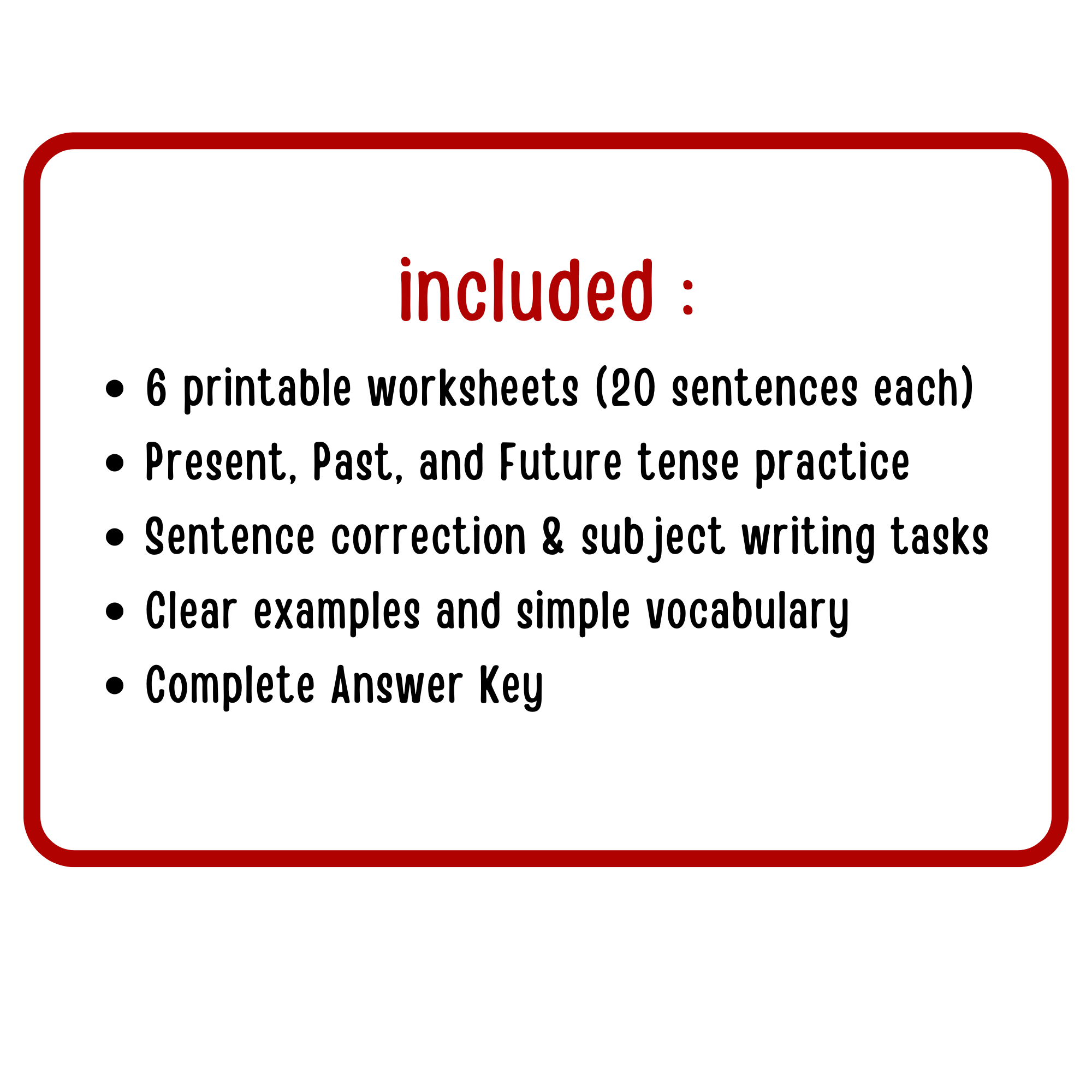 Thanksgiving Subject-Verb Agreement Worksheets ELL | To Be Verb ...