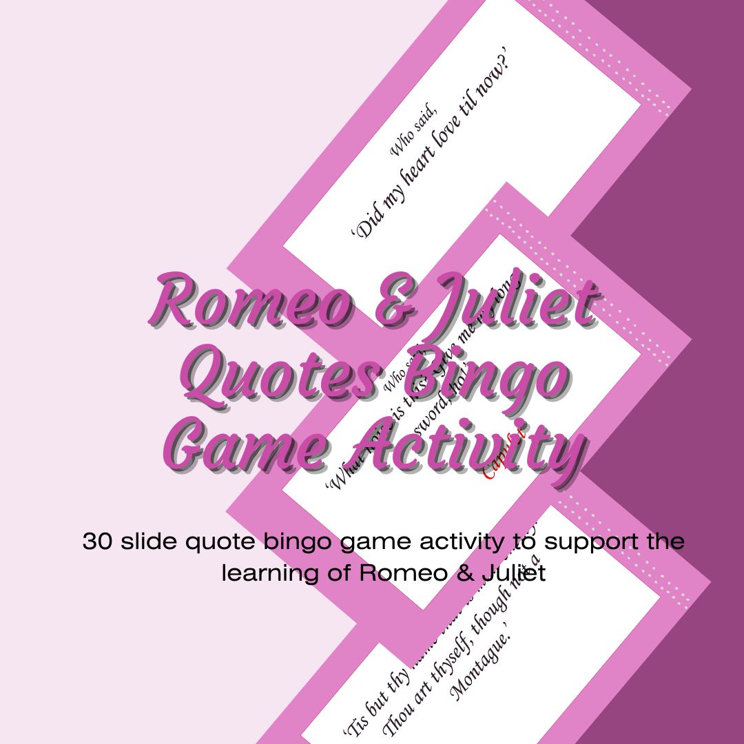 Shakespeare Romeo & Juliet Quotes Bingo Game Activity | Teaching Resources