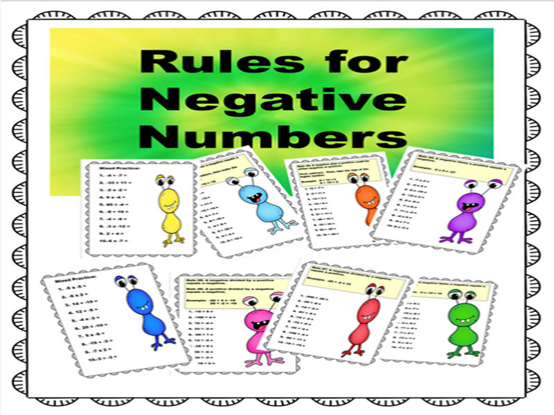 Rules And Practice Using Negative Numbers Teaching Resources Rules And Practice Using Negative Numbers Teaching Resources