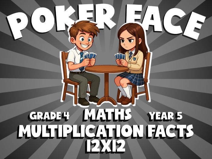 Multiplication Facts 12x12 POKER FACE Maths Game | No-Prep Year 5 ...
