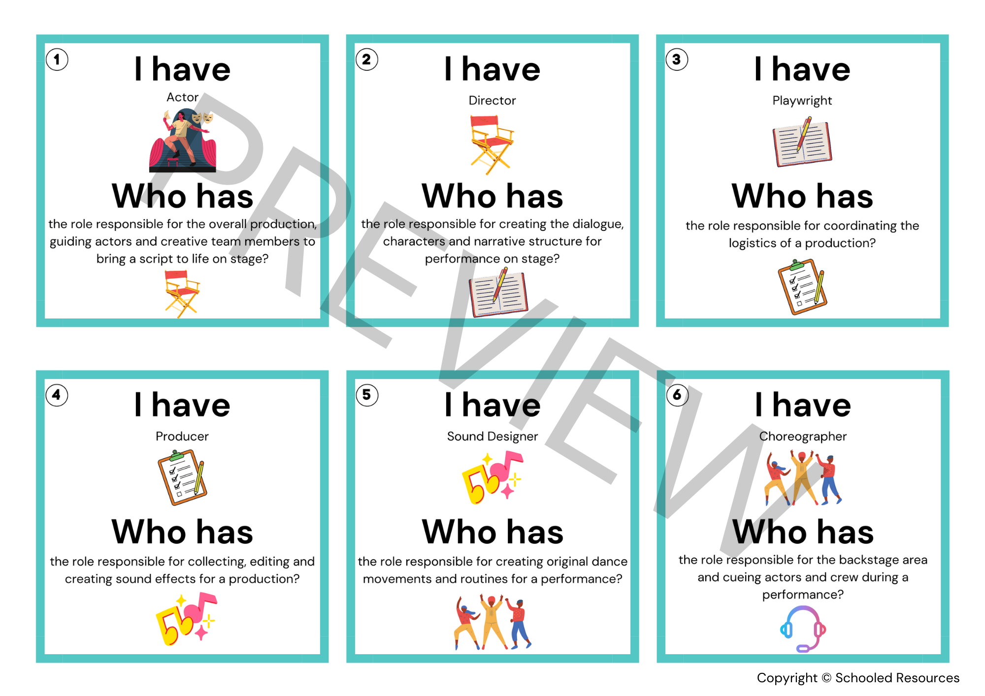 Drama Careers I have, Who Has Activity | Teaching Resources
