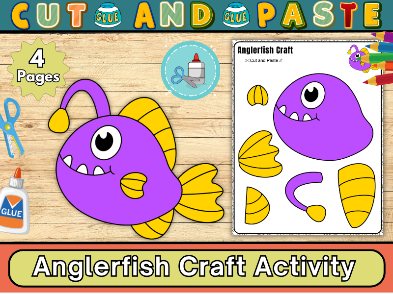 Anglerfish Craft Activity-Ocean Animals Activity-Sea Life Craft-Cut ...