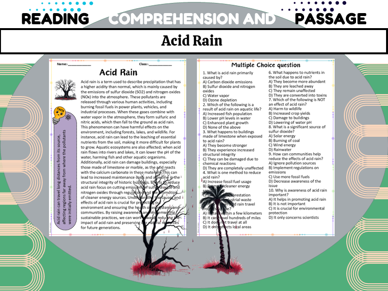 Acid Rain | Reading Passage and Questions | Teaching Resources
