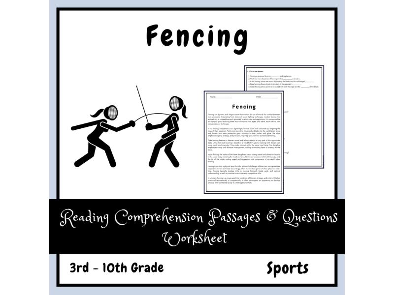 Fencing Reading Comprehension Passages & Questions Worksheets ...