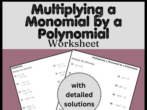 Multiplying a Monomial by a Polynomial Worksheet No 2 (with solutions ...