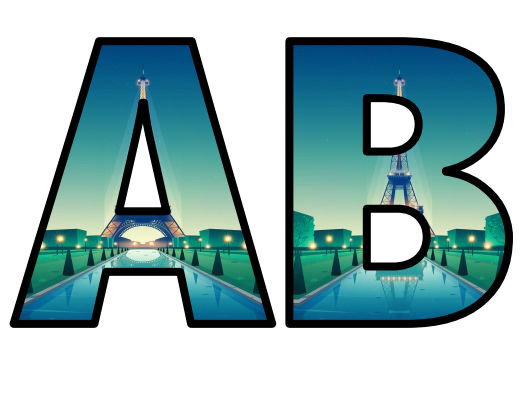 Eiffell Tower Paris France Building Lettering Set Display Title Letters ...