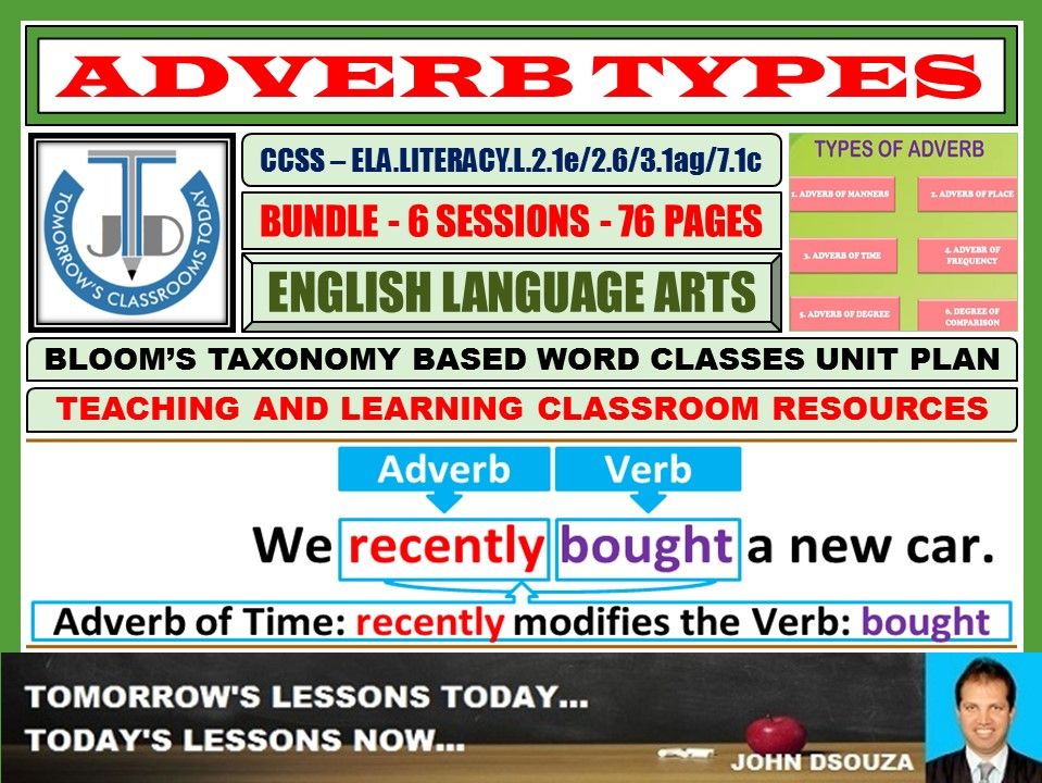 ADVERB TYPES: BLOOM'S TAXONOMY BASED RESOURCES - BUNDLE | Teaching ...