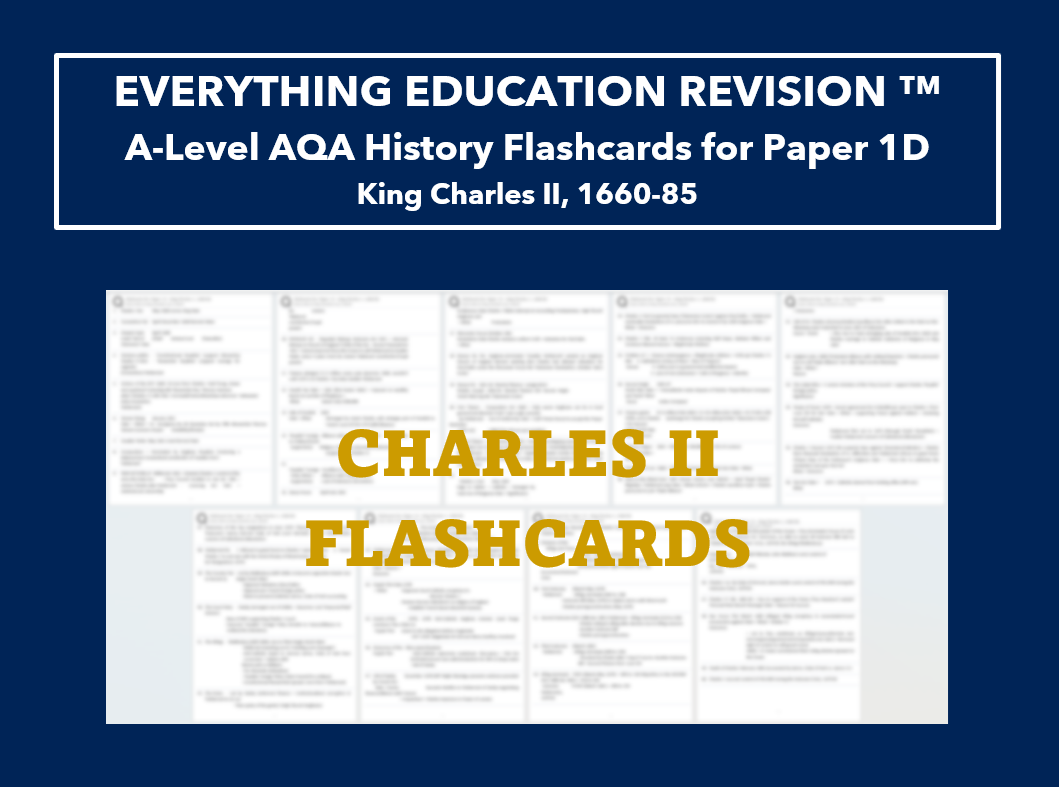 A-Level AQA History Flashcards for Paper 1D – King Charles II, 1660-85 ...