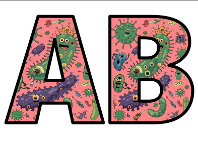Germs Bacteria Microscope Atoms Lettering Set Display Title Letters ...