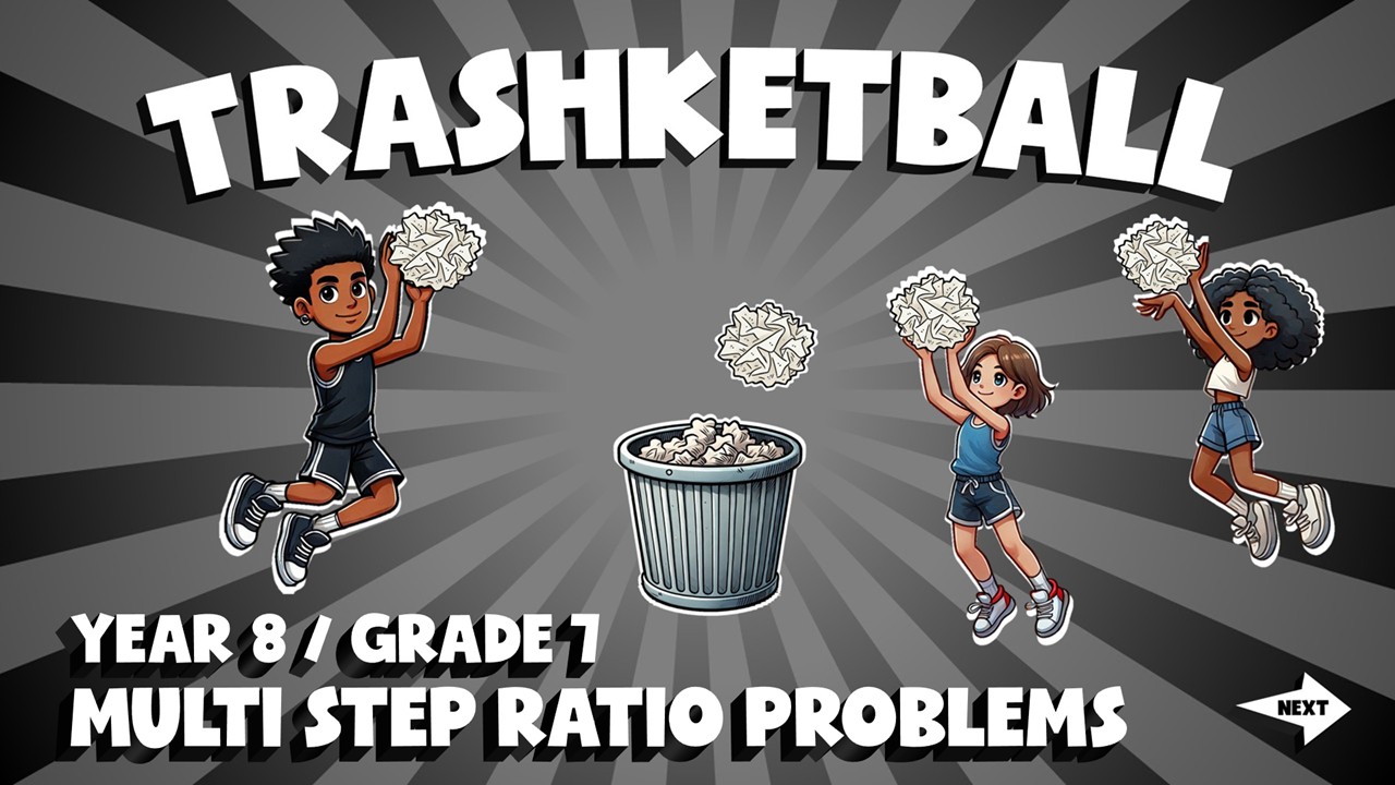 Multi Step Ratio Problems TRASHKETBALL Maths Game | No-Prep Year 8 ...