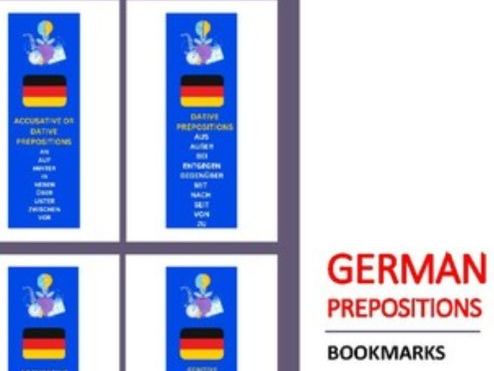 German Prepositions Bookmarks | Teaching Resources