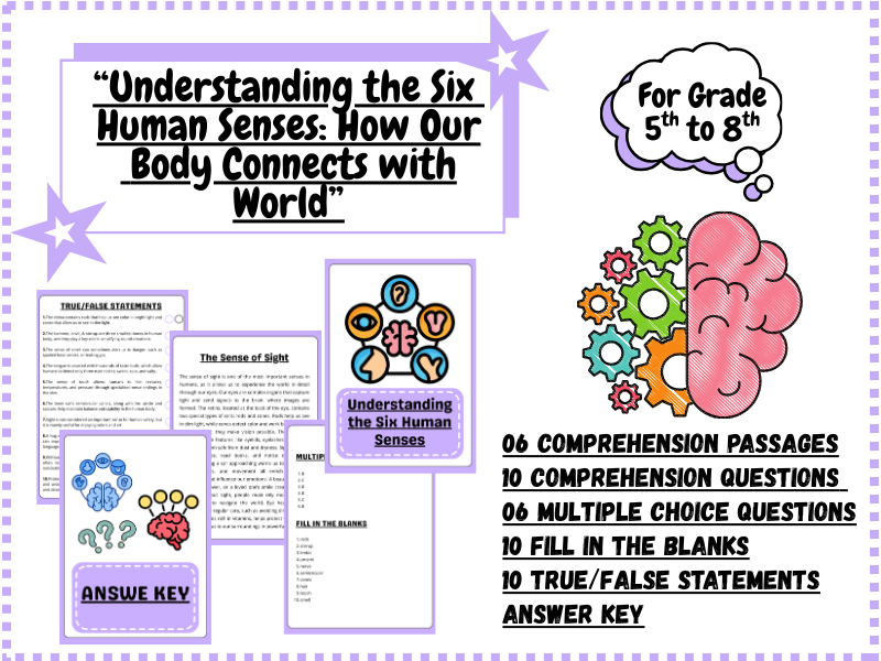 “Understanding the Six Human Senses Worksheets and Activities for ...