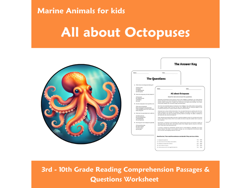 All About Octopuses Reading Comprehension Passages & Questions ...