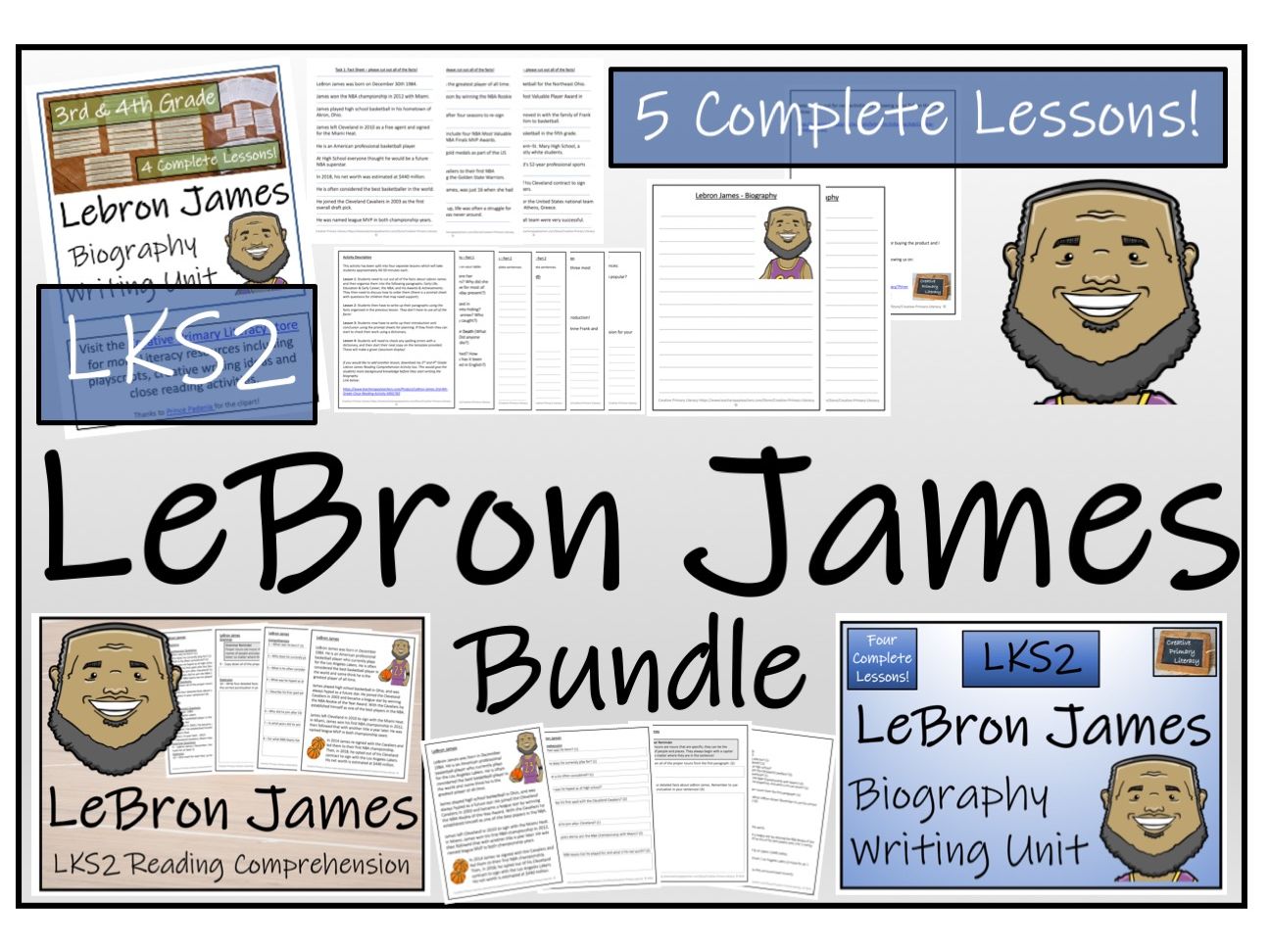 LKS2 Literacy - LeBron James Reading Comprehension & Biography Bundle ...
