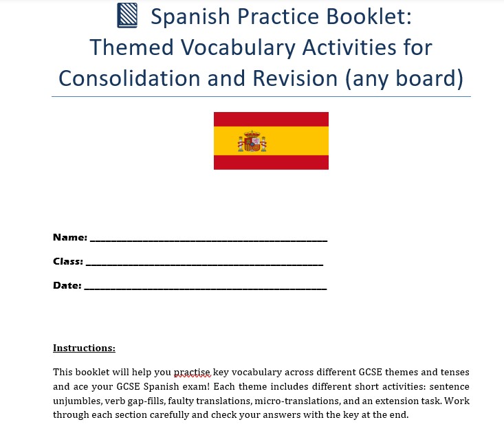 Modules 1-8 Spanish GCSE Revision (translation, vocabulary, parallel ...