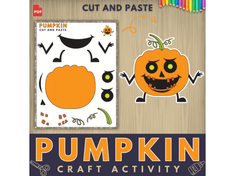 Funny Pumpkin Craft – Halloween, Fall, Cut & Paste Jack-o’-Lantern ...