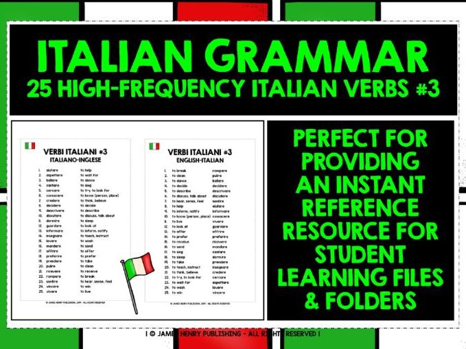 Italian Verb Tenses Chart