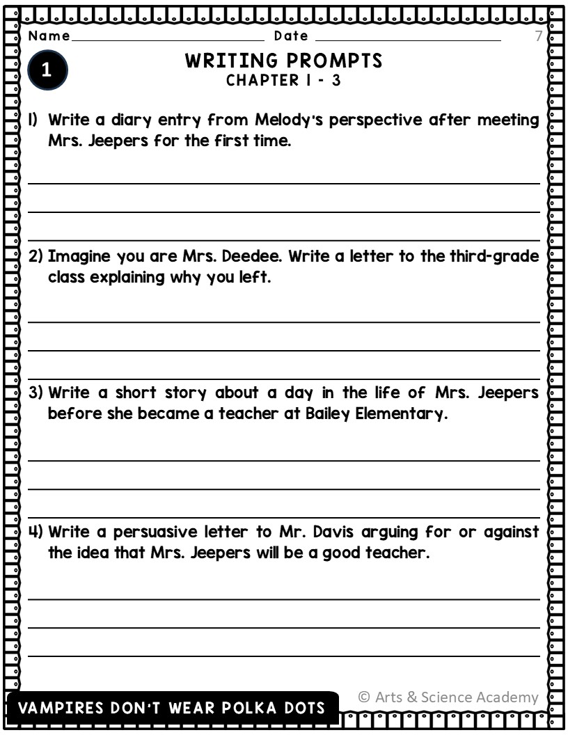 VAMPIRES DON’T WEAR POLKA DOTS Novel Study Comprehension, Critical ...