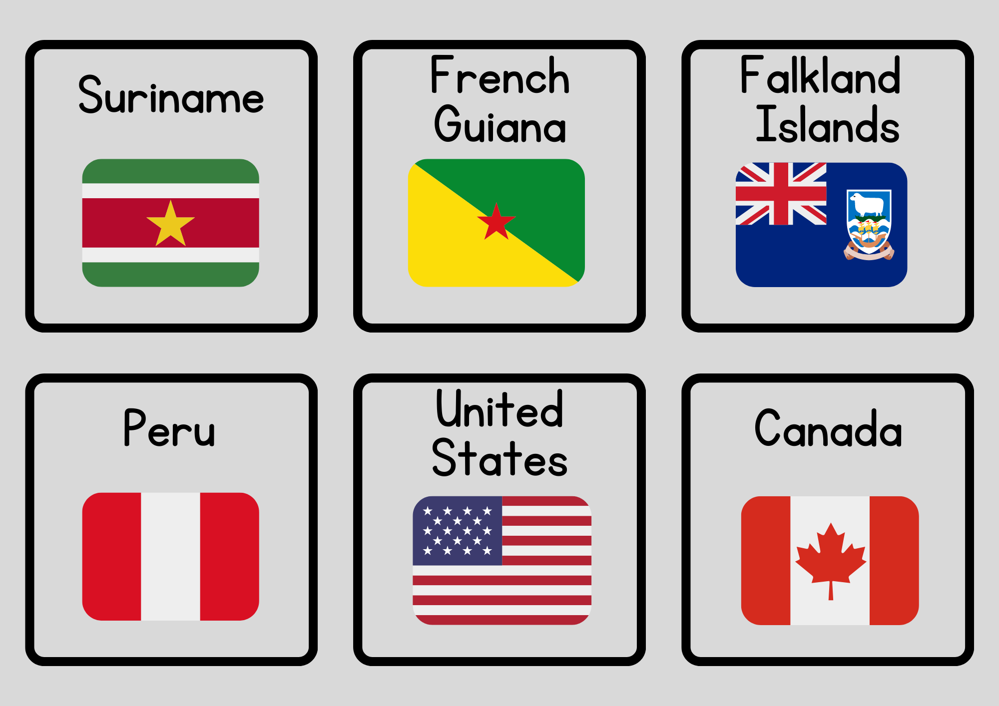 Flag Cards - Europe, Americas, Africa, Asia, Australia and Oceania ...