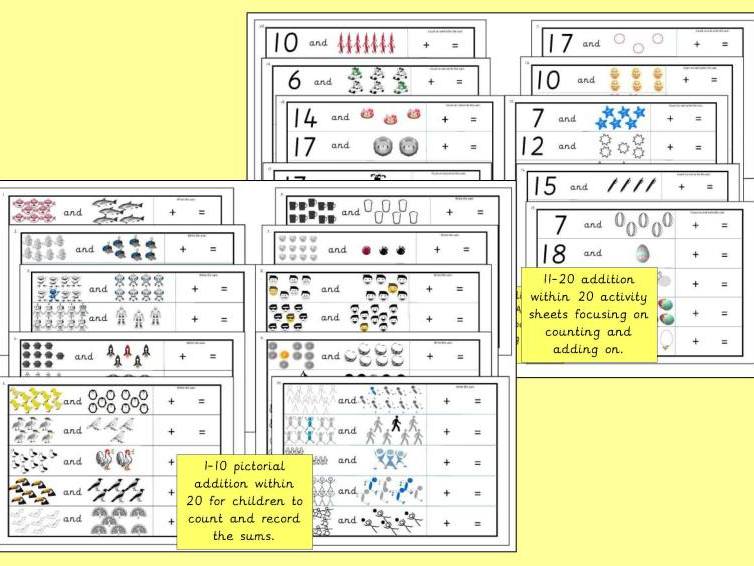 1 20 Addition Within 20 Activity Sheets Teaching Resources 1 20 Addition Within 20 Activity Sheets Teaching Resources