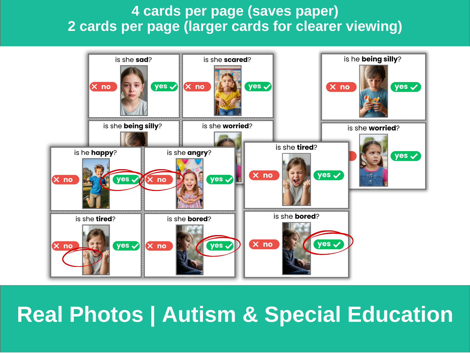FREE Emotion Yes/No Cards – Real Photos | Teaching Resources