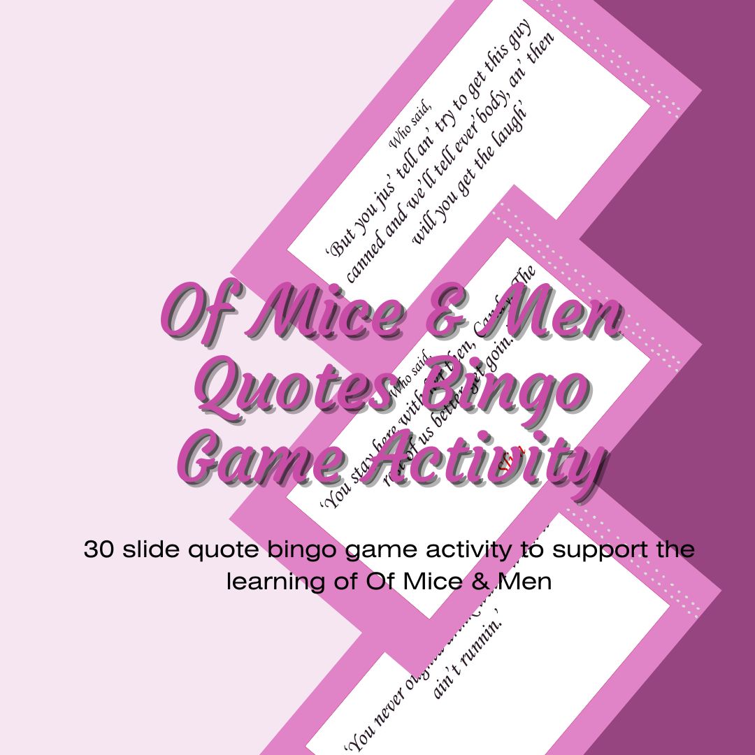 Of Mice and Men Quotes Bingo Game Activity | Teaching Resources