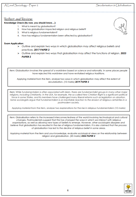 AQA A level Sociology - Beliefs in Society - Globalisation & Religion ...