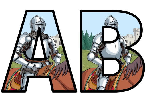 Knight Riding Horse Storybook Lettering Set Display Title Letters ...