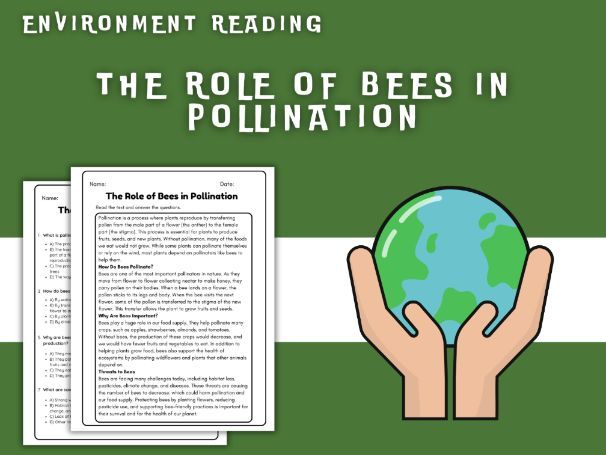 The Role of Bees in Pollination - Environment Reading Worksheet ...