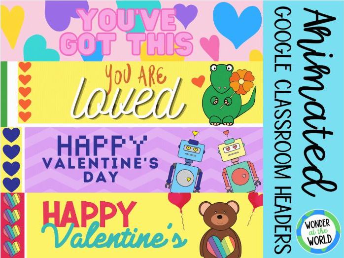 Valentine's Day Google Classroom animated headers banners | Teaching ...
