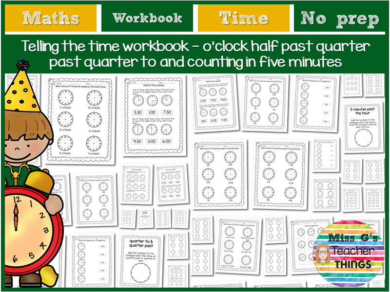 Telling The Time Workbook 2 Counting In Five Minutes KS1 KS2 Y1 Y2 Y3