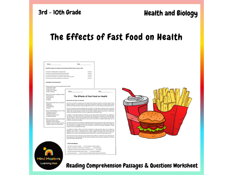 The Effects of Fast Food on Health Reading Comprehension Passages ...