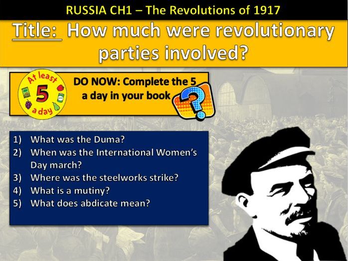 Edexcel GCSE History 9–1: Russia 1917–41 – L5 Revolutionary Parties ...