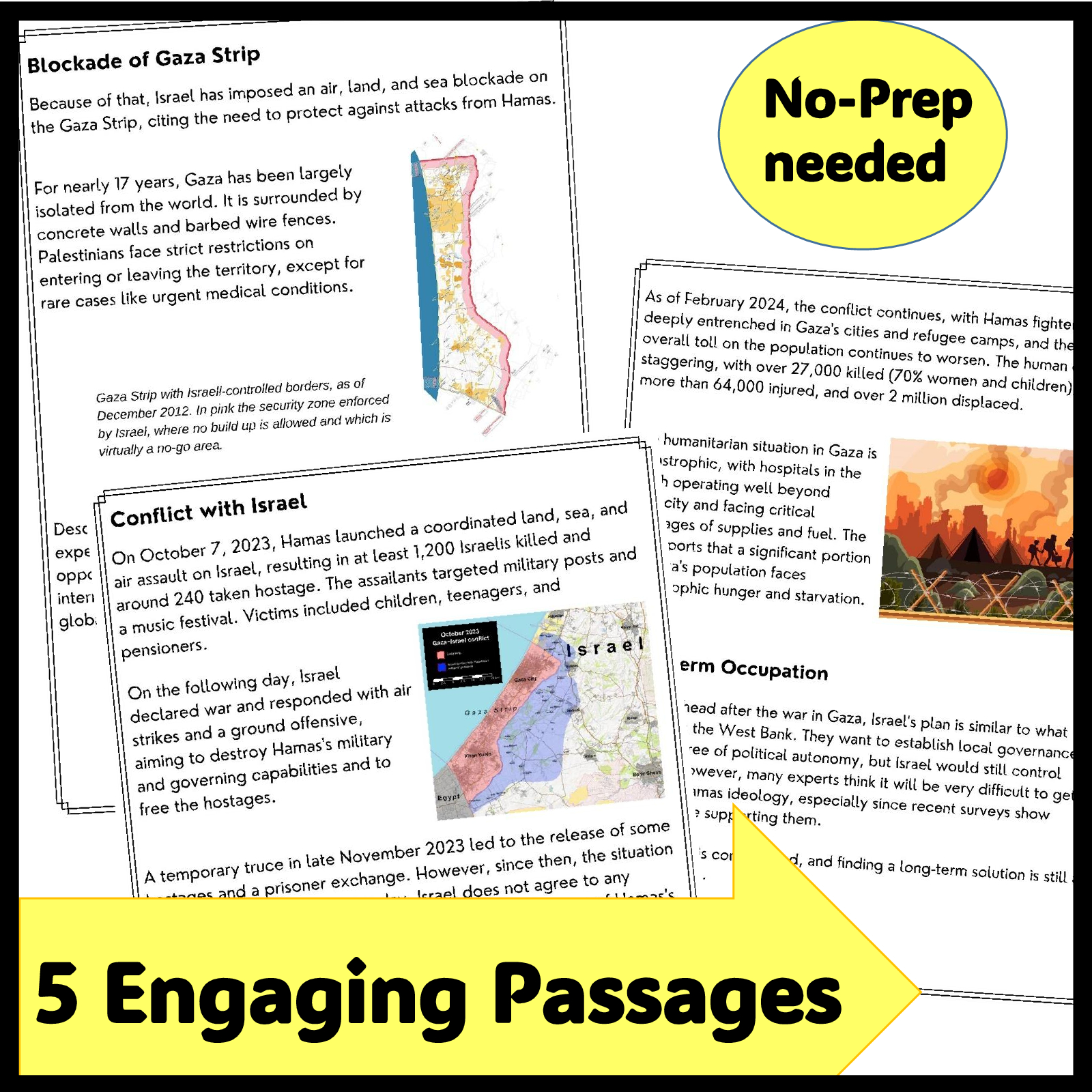 The History of Gaza & Conflict With Israel Reading Comprehension with ...