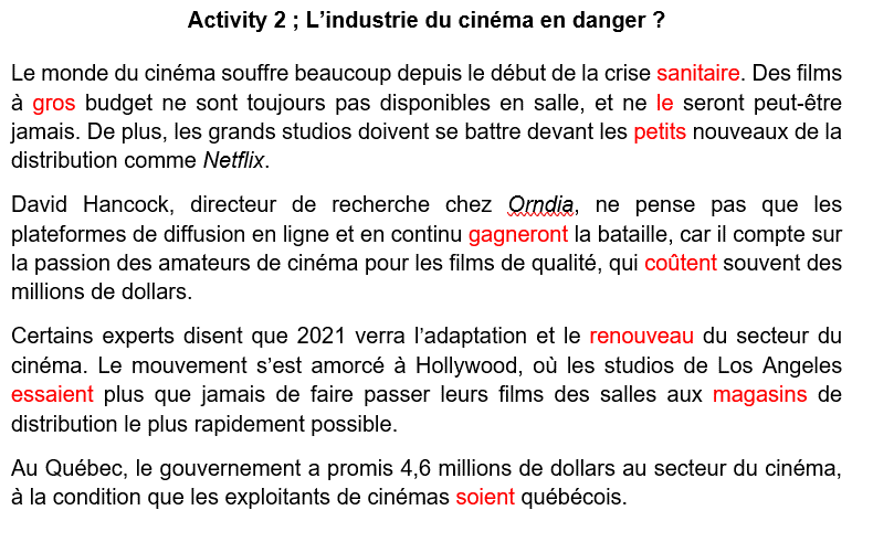 Le Cinéma A Level/GCSE French Listening worksheet with Audio | Teaching ...