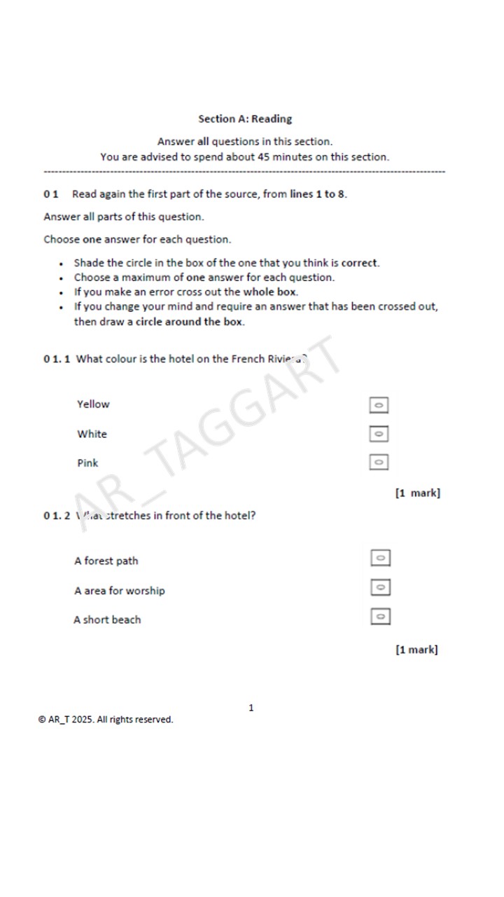 One AQA 2026 English Language Paper 1 Mock | Models (Fit) | Teaching ...