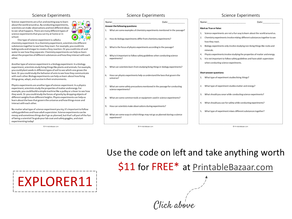 Printable Reading Comprehension Probes