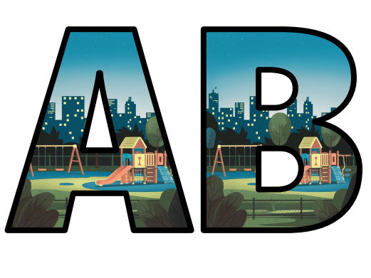 Moonlight Playground night Lettering Set Display Title Letters Numbers ...