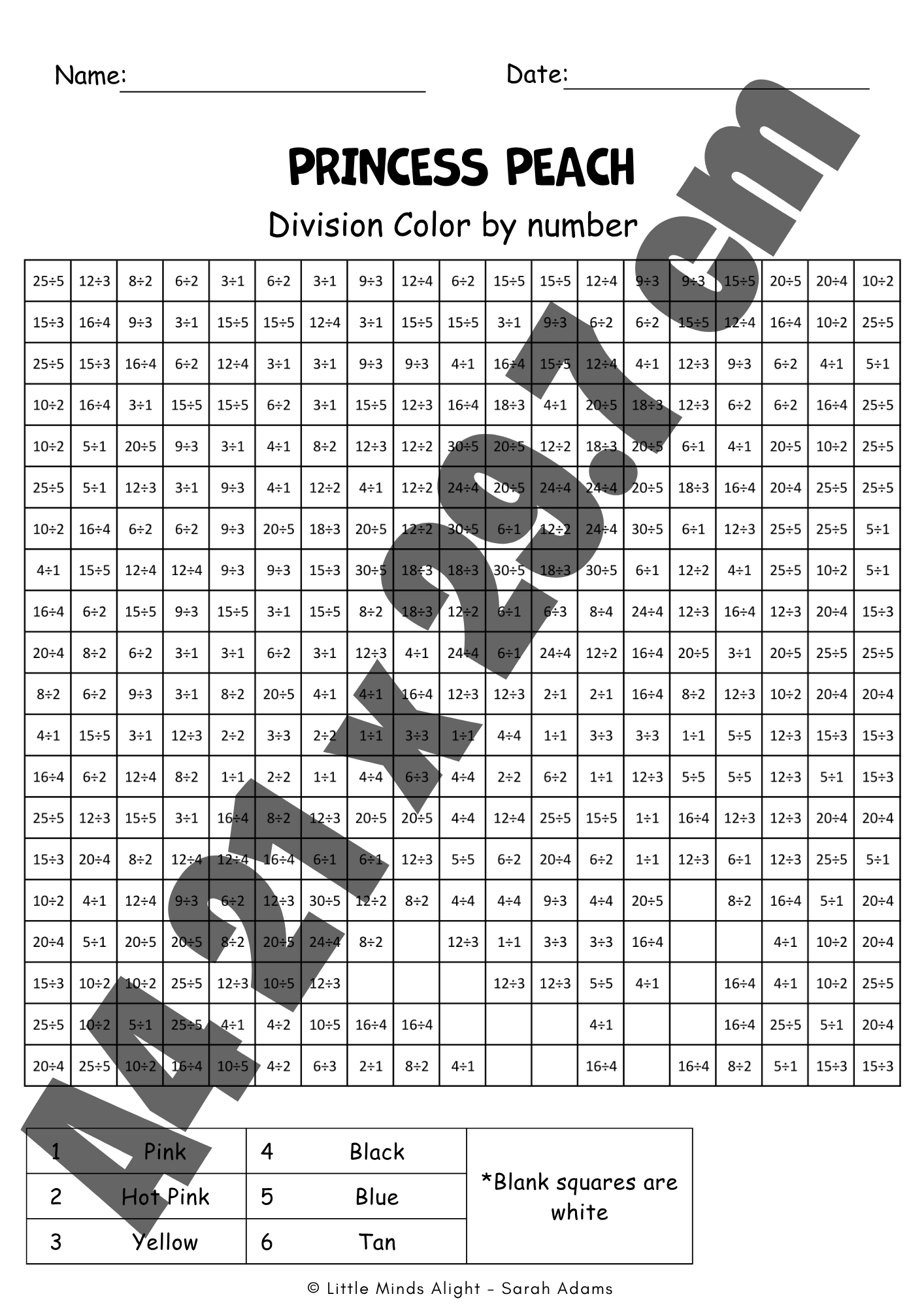 Super Mario Pixel Art | Multiplication & Division Color By Number ...