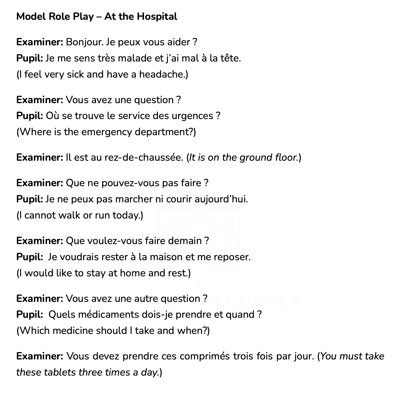 2026 Pearson Edexcel GCSE French – Speaking Task 2: Role play – Higher ...
