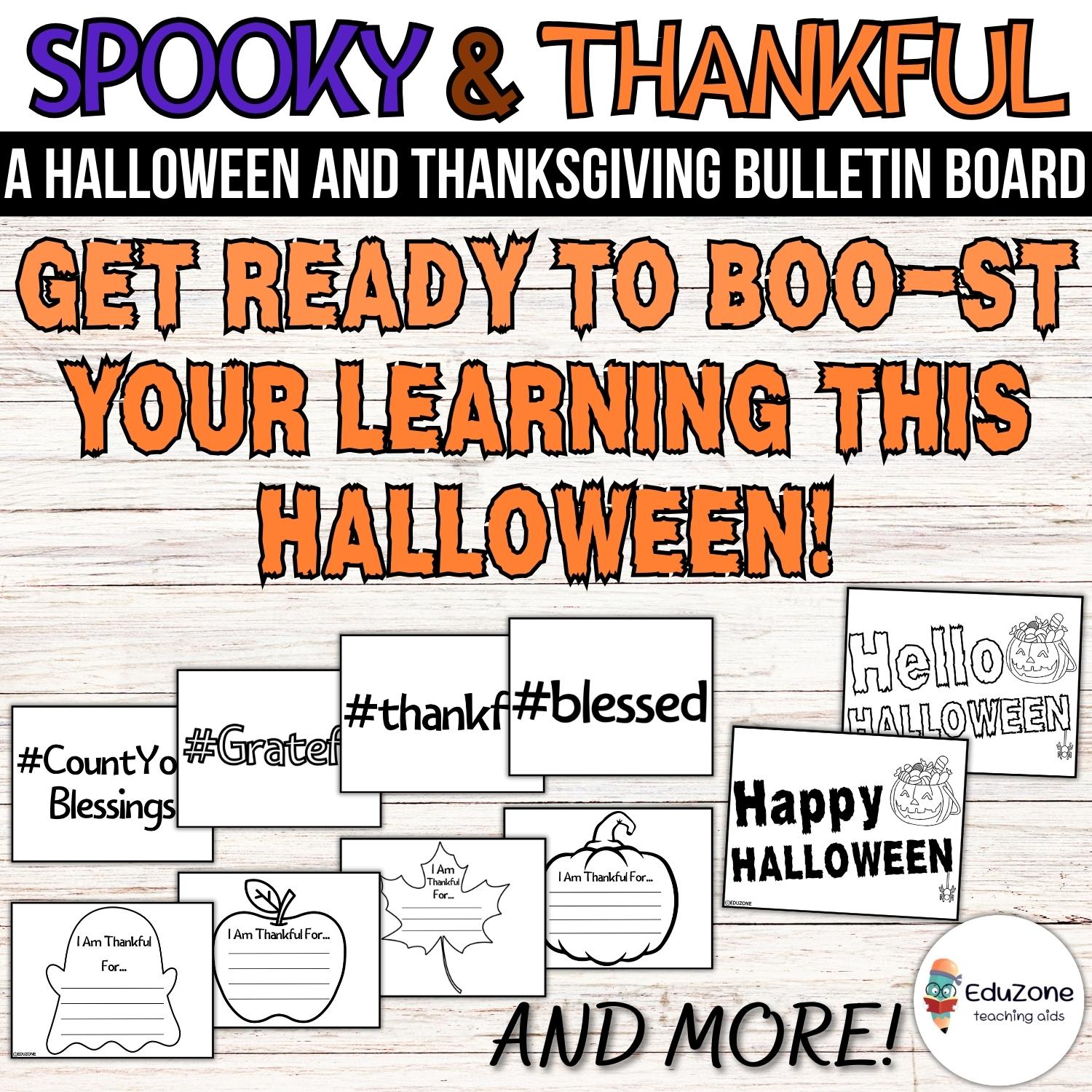 Spooky & Thankful: A Halloween and Thanksgiving Bulletin Board Or Door ...