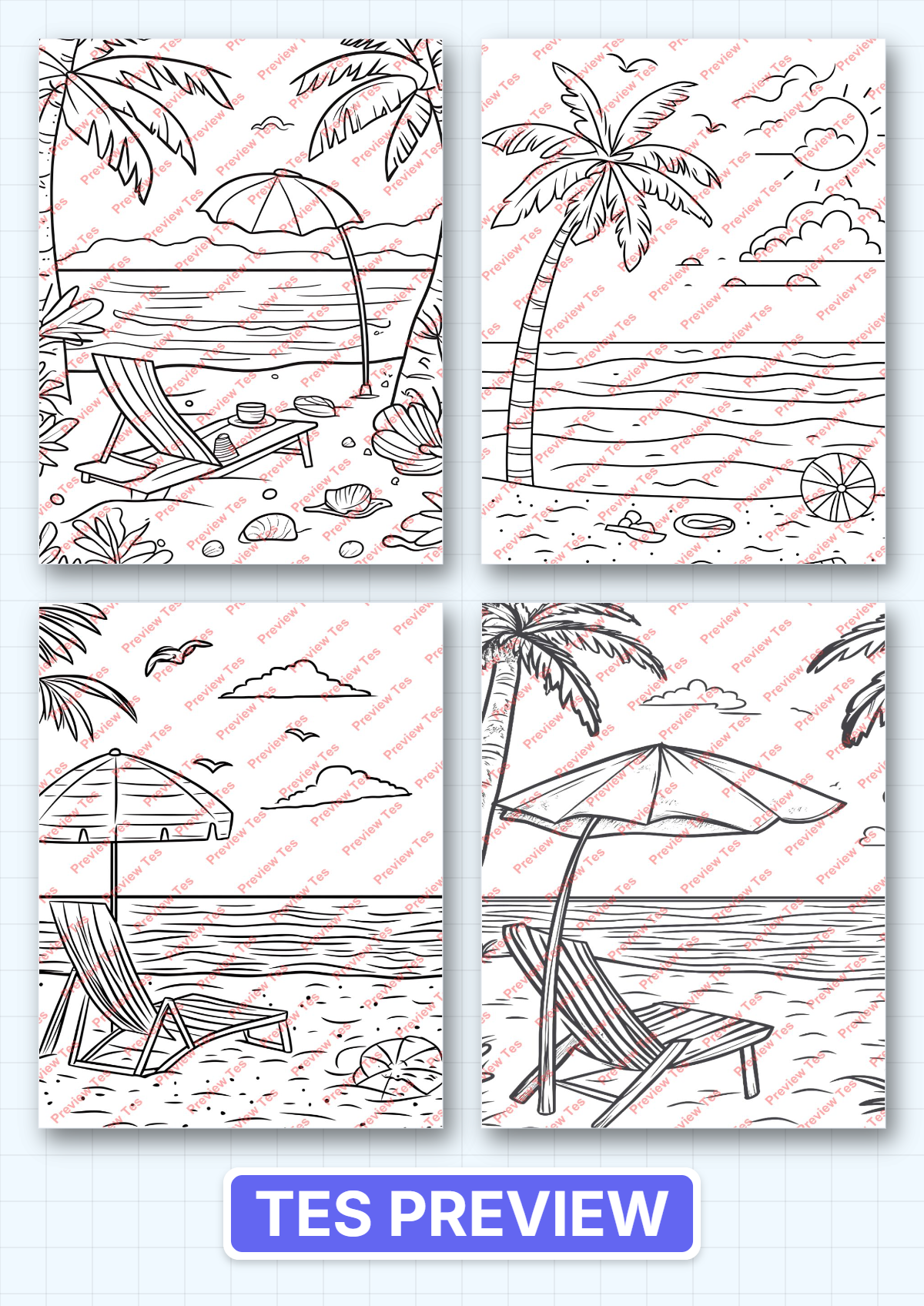 49 Beach Coloring Pages for Kids | Tropical Summer Colouring Sheets ...