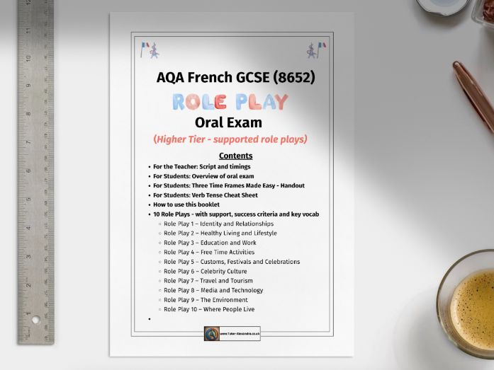 AQA French GCSE Role Play (Higher) | Teaching Resources