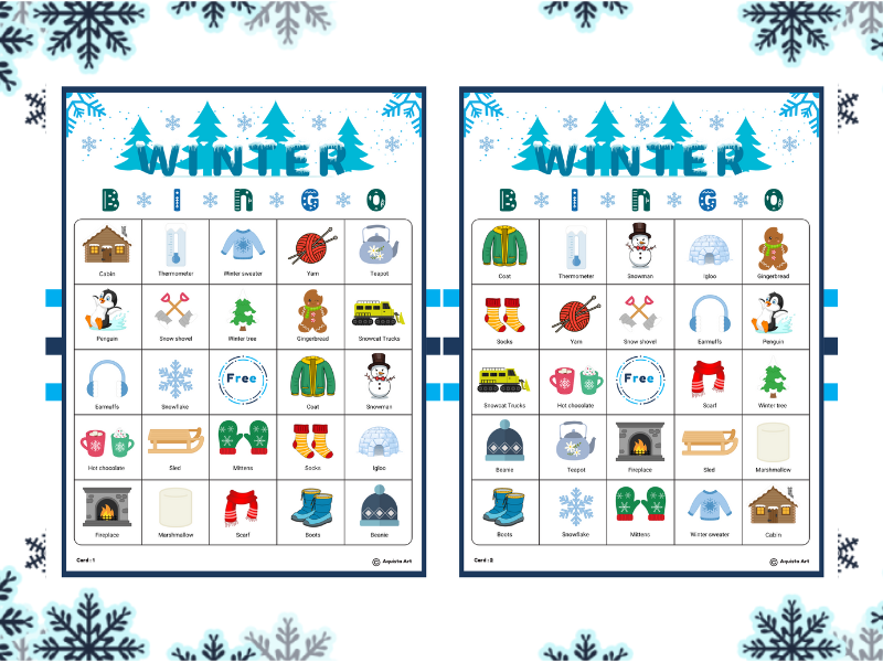 Winter Bingo Game Cards : Vocabulary Building Game for Young Learners ...