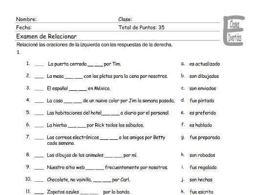 Passive Voice Spanish Exercises - Design Talk