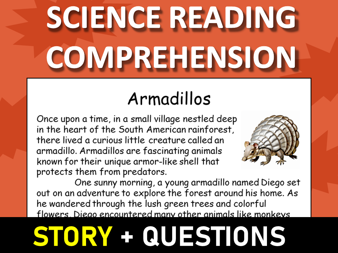 Armadillos Reading Science Story Comprehension Questions Worksheet | Teaching Resources